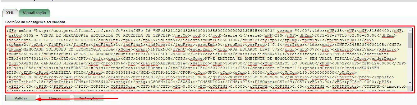 Validar XML NF-E / XML NFS-e – Universidade 365